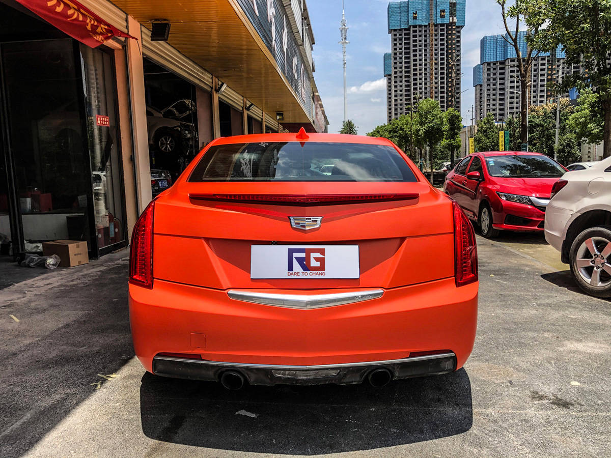 凯迪拉克ATSL车身改色电光橘红 RG瑞集改色膜湖南岳阳加盟店出品_搜狐汽车_搜狐网