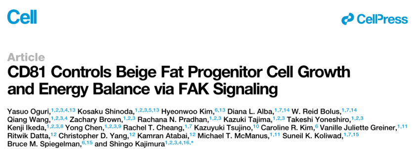 Cell | 单细胞测序发现米色脂肪祖细胞新型标志物—CD81_棕色