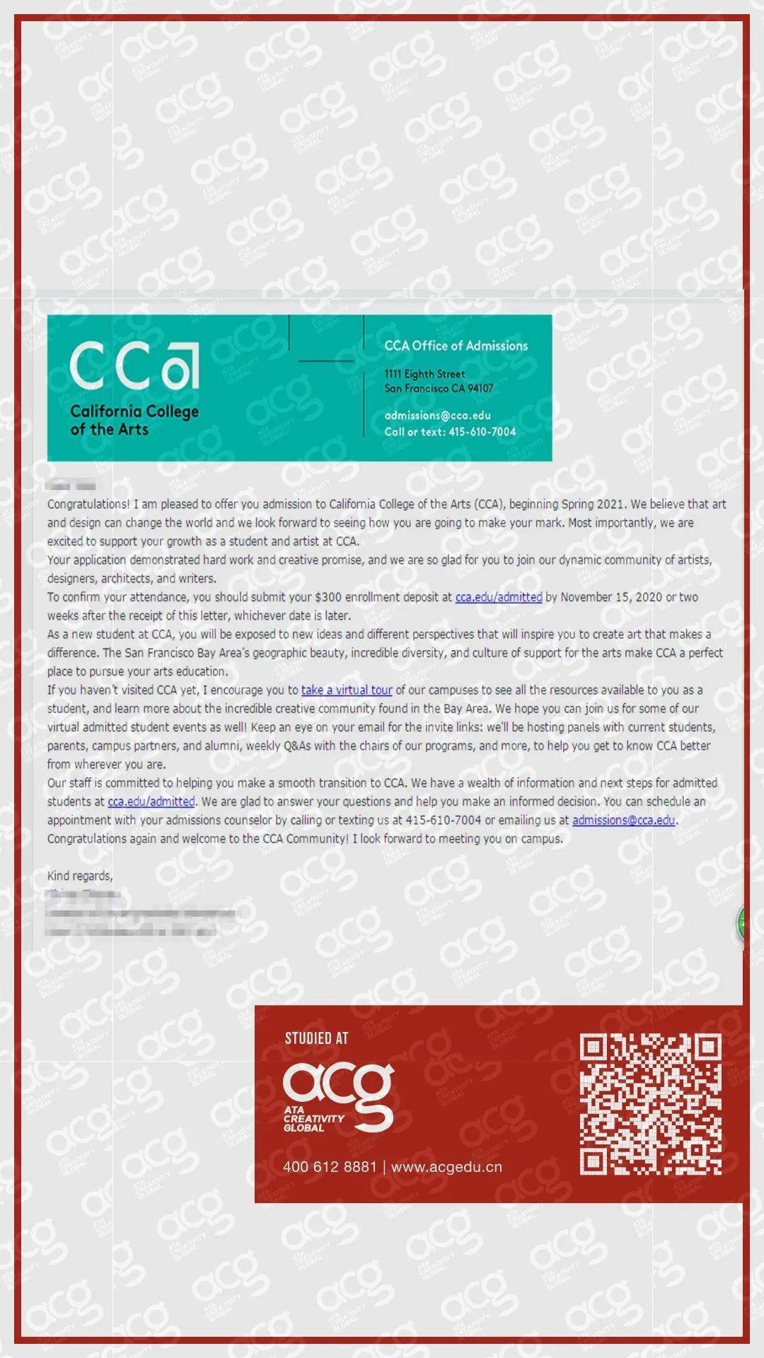 ACG捷报丨梦校offer雨第一弹！艺梦人生，夜以继日！_名校