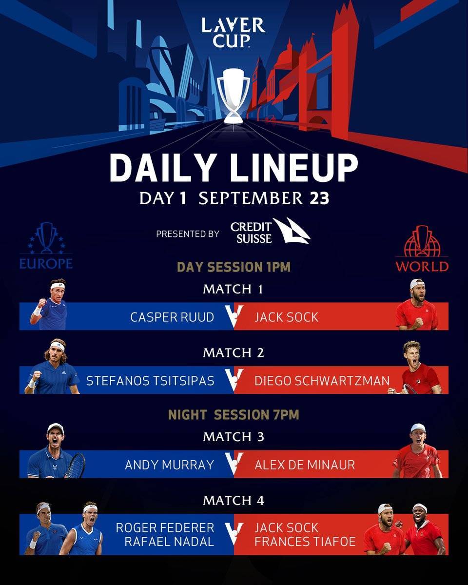 Last Dance Laver Cup First Day Schedule Released Federer Teamed Up 