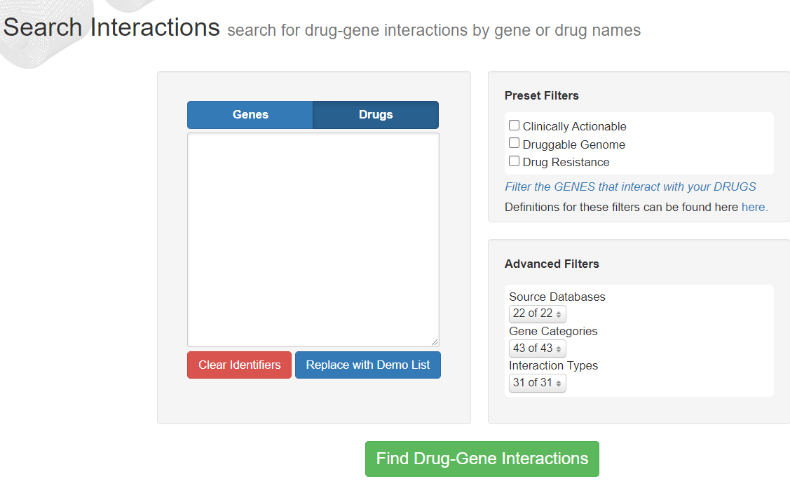 DGIdb：药物基因相互作用数据库_Drug-Gene