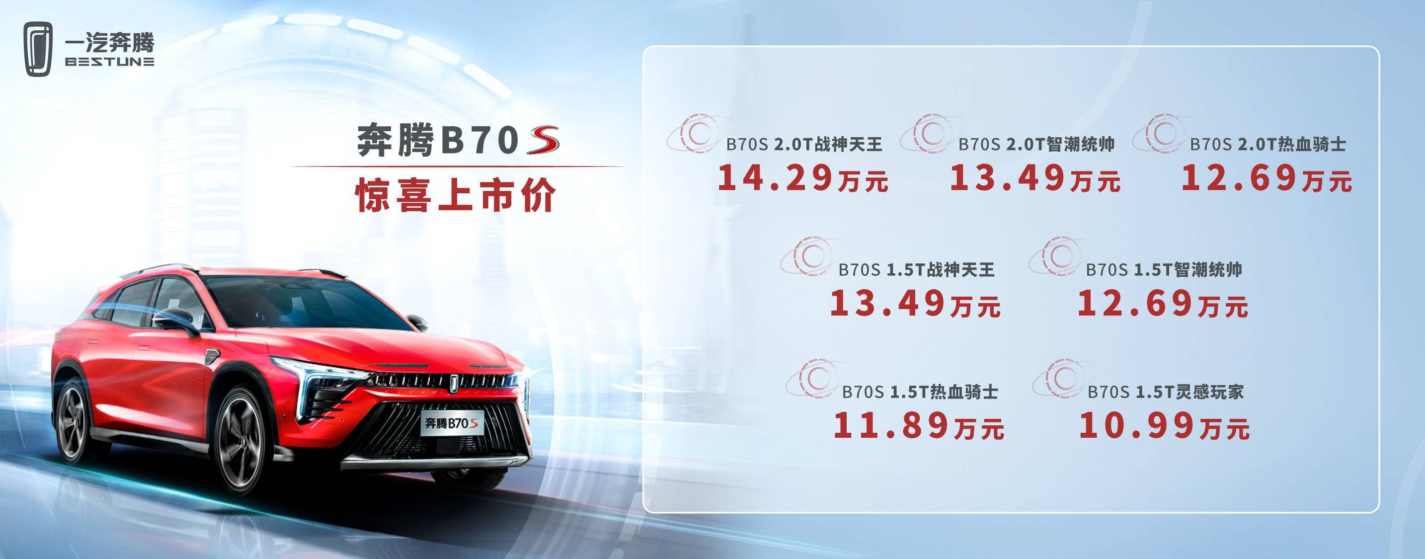 售价10.99万元起 一汽奔腾B70S震撼上市！_搜狐汽车_搜狐网