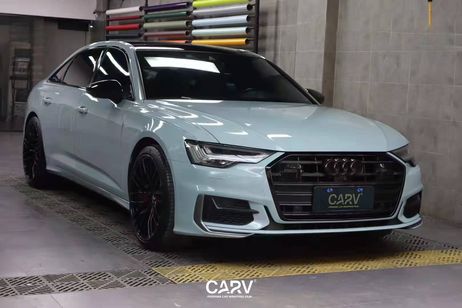 黑色奥迪A6改色卡孚CARV白金莫兰迪蓝_搜狐汽车_搜狐网