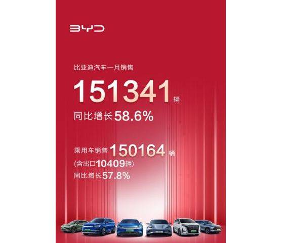 比亚迪1月销量151341辆，同比增长58.6% 市占率接近四成_搜狐汽车_搜狐网