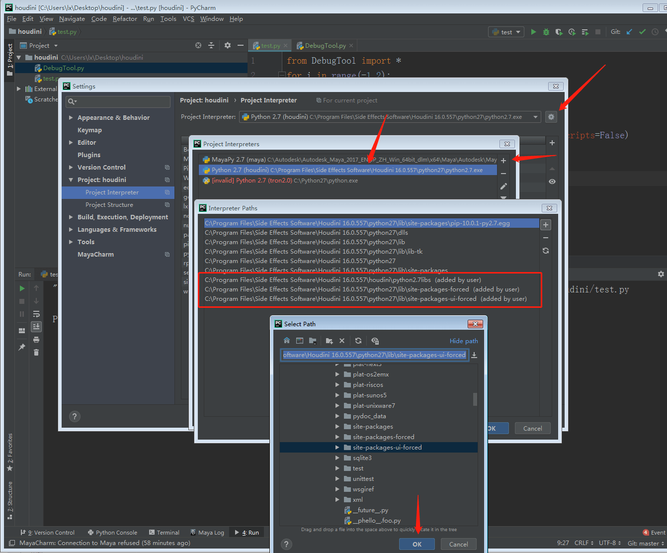Pycharm 配置houdini二次开发环境教程，两者可实现联动_代码_Python_for