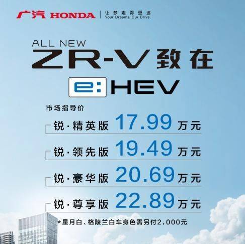 广汽本田混动SUV ZR-V致在e:HEV上市，售价17.99万-22.89万元_搜狐汽车_搜狐网