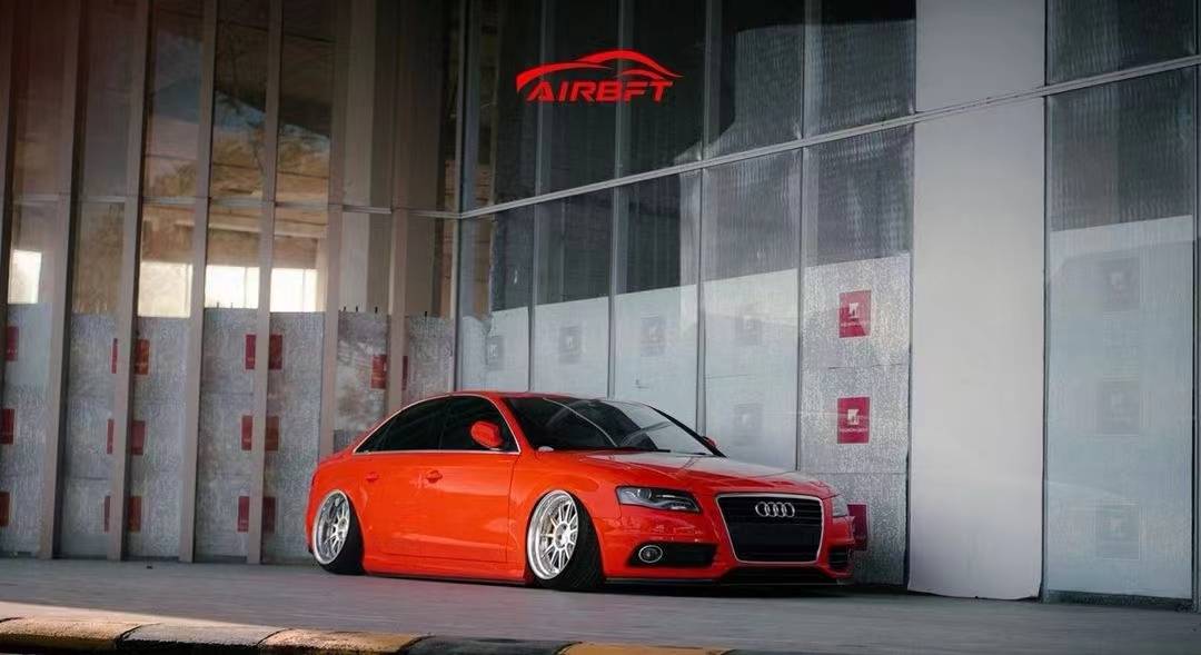 气动避震李洋分享红色奥迪A4改装AIRBFT空气悬架降低车身姿态_搜狐汽车_搜狐网