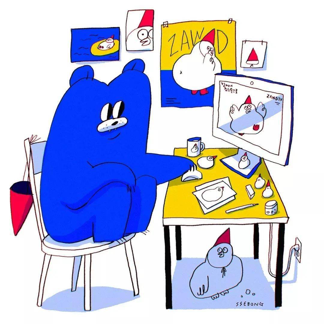 韩国插画师Ssebong Kim：可爱就完事了！_作品