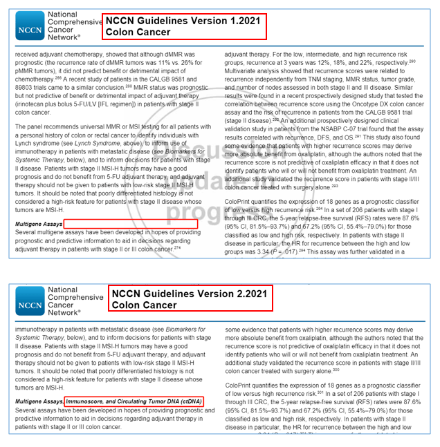 指南更新：Immunoscore和ctDNA写入2021 NCCN V2版结肠癌指南_检测