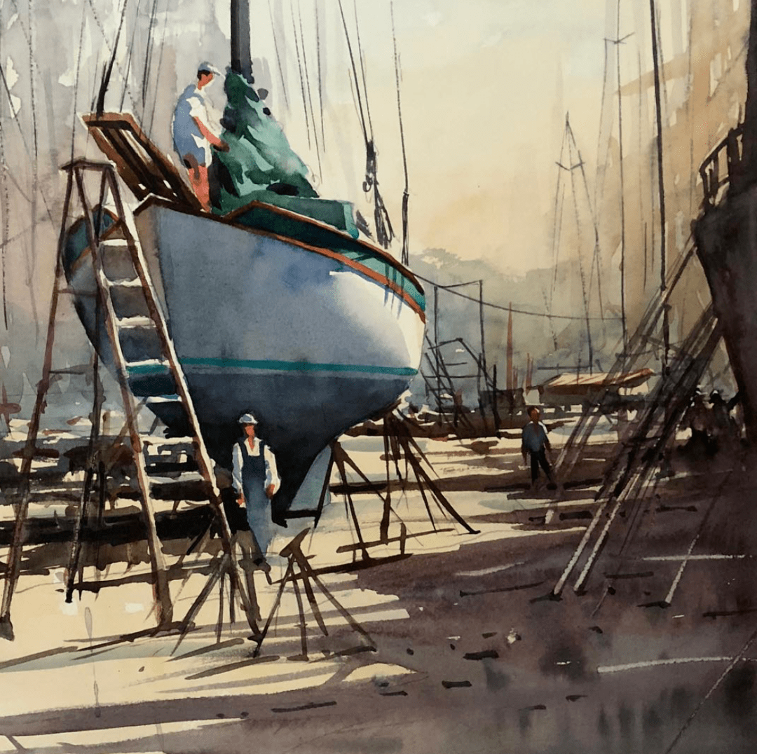 Michael Holter的水彩充满着对大海的渴望！_美国的