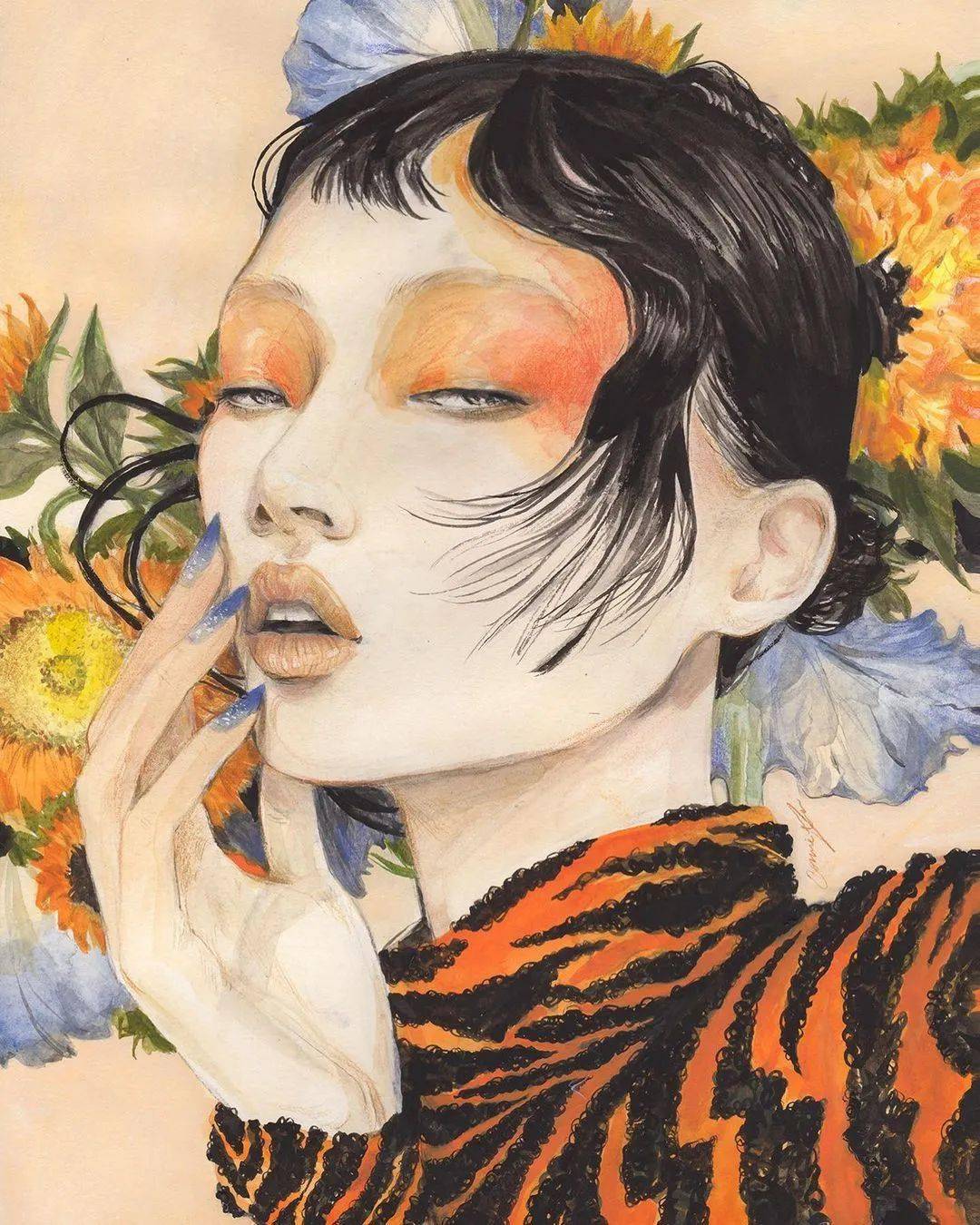 曾任圣马丁、UCA导师的Connie Lim如何绘制时装画？独树一帜的风格与多种材料交织打开了插画世界的大门_艺术_专业_工具