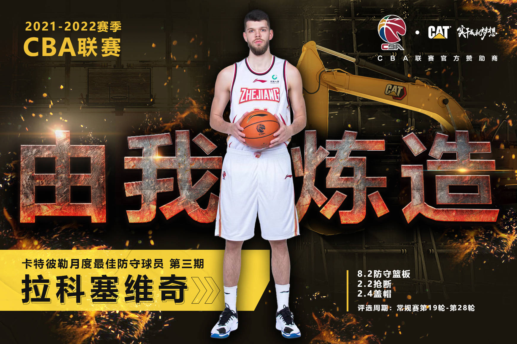 拉科塞维奇CBA联赛第三期月度最佳防守球员_赛季_浙江_1