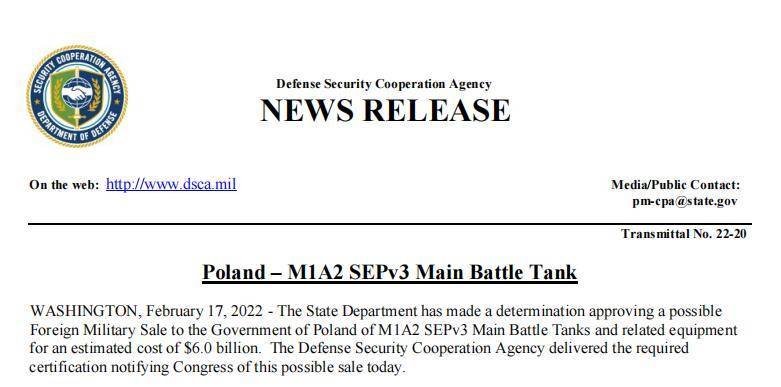 军售清单中的XM1147先进多用途弹药是美国首次对外出口_波兰政府_主战坦克_项目