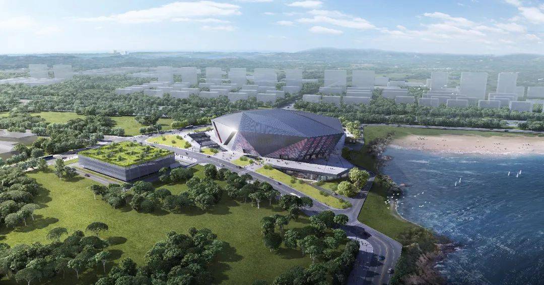 终于！西海岸奥体中心体育馆项目封顶！_新区_xhash_青岛