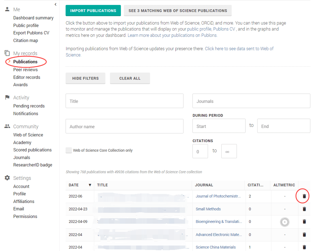 Web of Science功能之：一键认领Publons学者档案 提高学术影响力_出版物_进行_简历