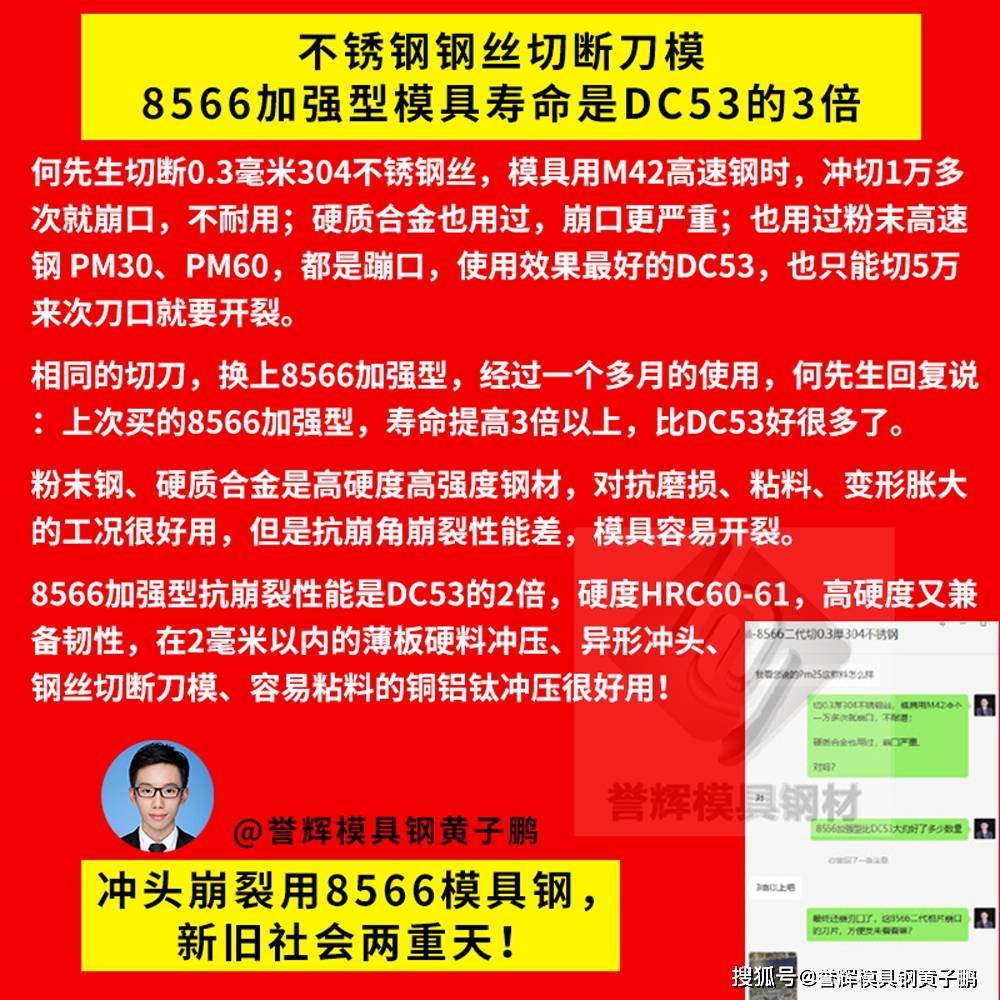 301不锈钢硬料冲压窄边条DC53崩角不耐磨？誉辉模具钢黄子鹏回答_搜狐汽车_搜狐网