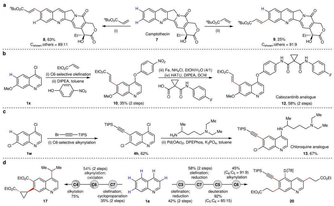 余金权组和Houk组Nature：氮杂芳烃“分子编辑”C-H官能团化_化合物_Fig_喹啉