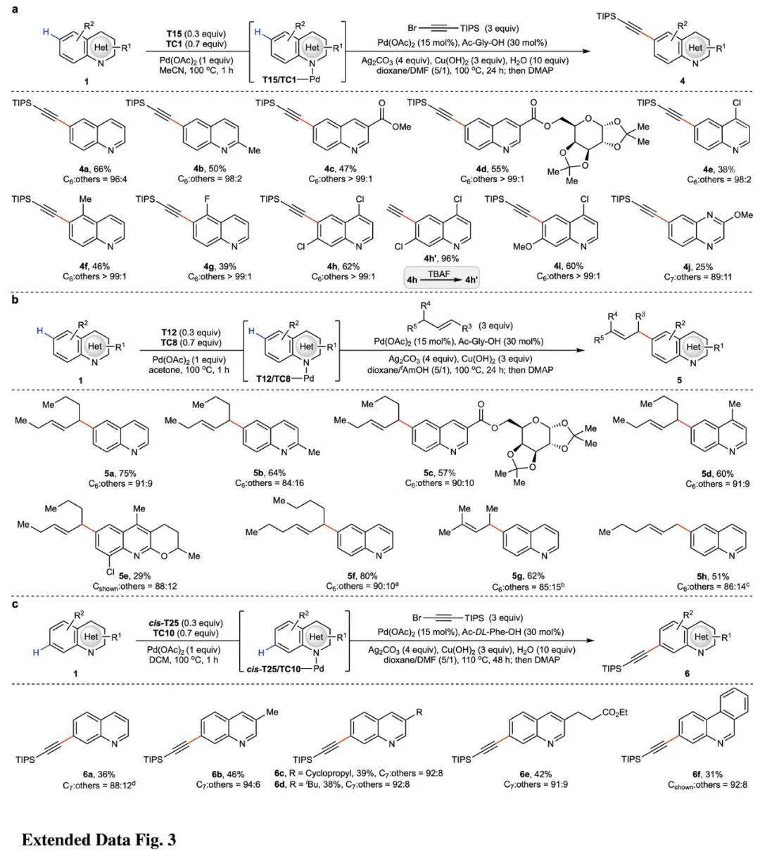 余金权组和Houk组Nature：氮杂芳烃“分子编辑”C-H官能团化_化合物_Fig_喹啉