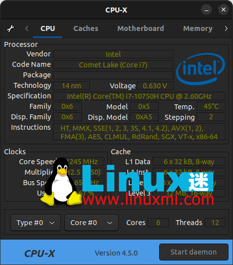 分享 Linux 中功能强大的 CPU-Z 替代品_信息_cpu-x_守护
