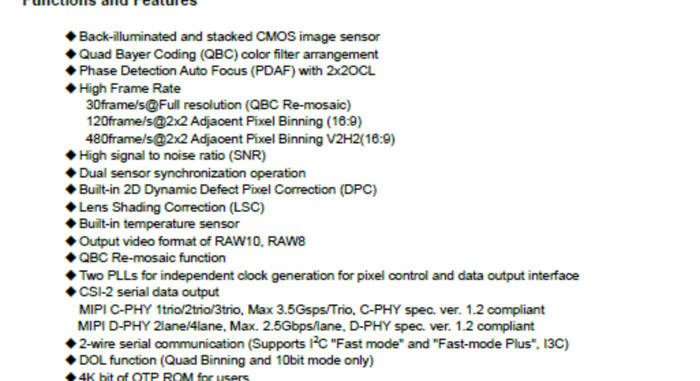 手机拍照再升级？全新索尼IMX890规格参数曝光_输出_视频_支持