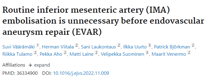 资讯速递｜EVAR前无常规栓塞IMA必要_策略_研究_患者