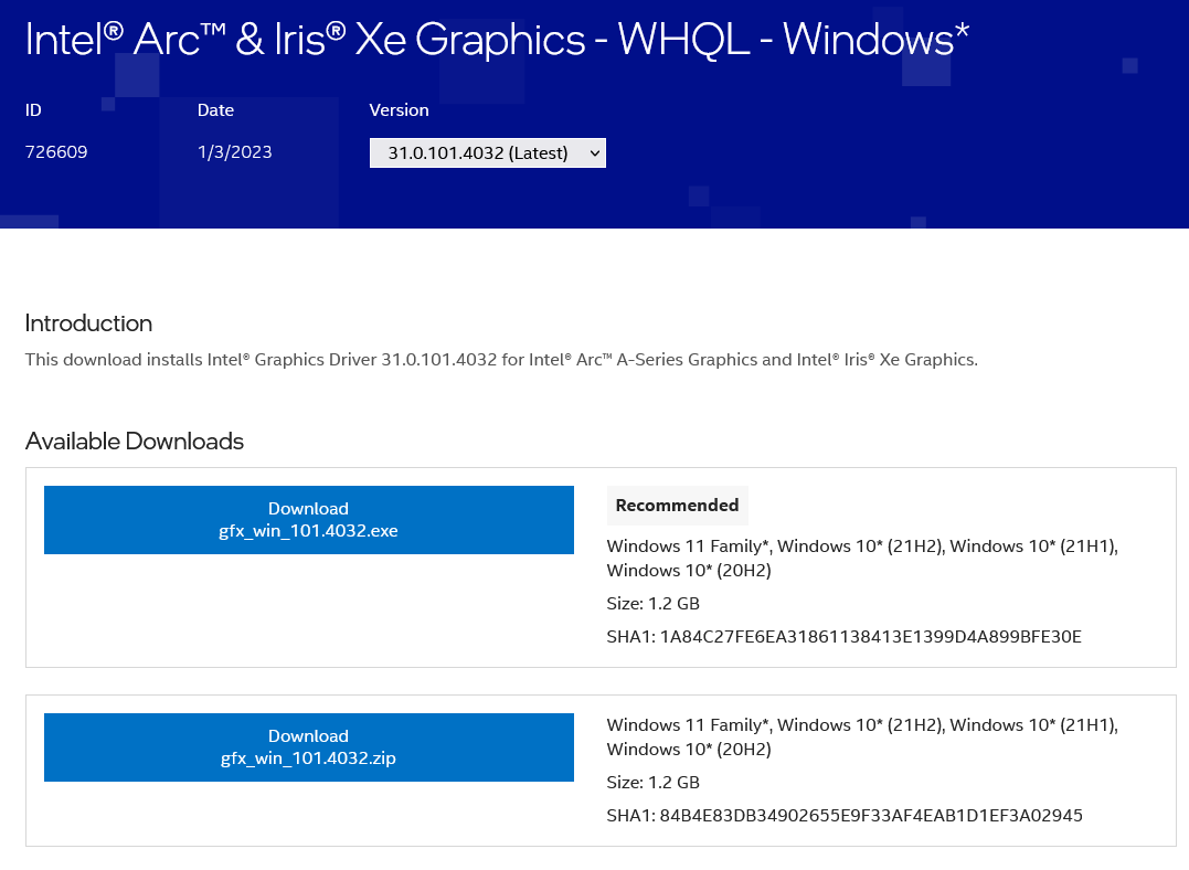 英特尔发布 31.0.101.4032 WHQL驱动更新_崩溃_图形_游戏