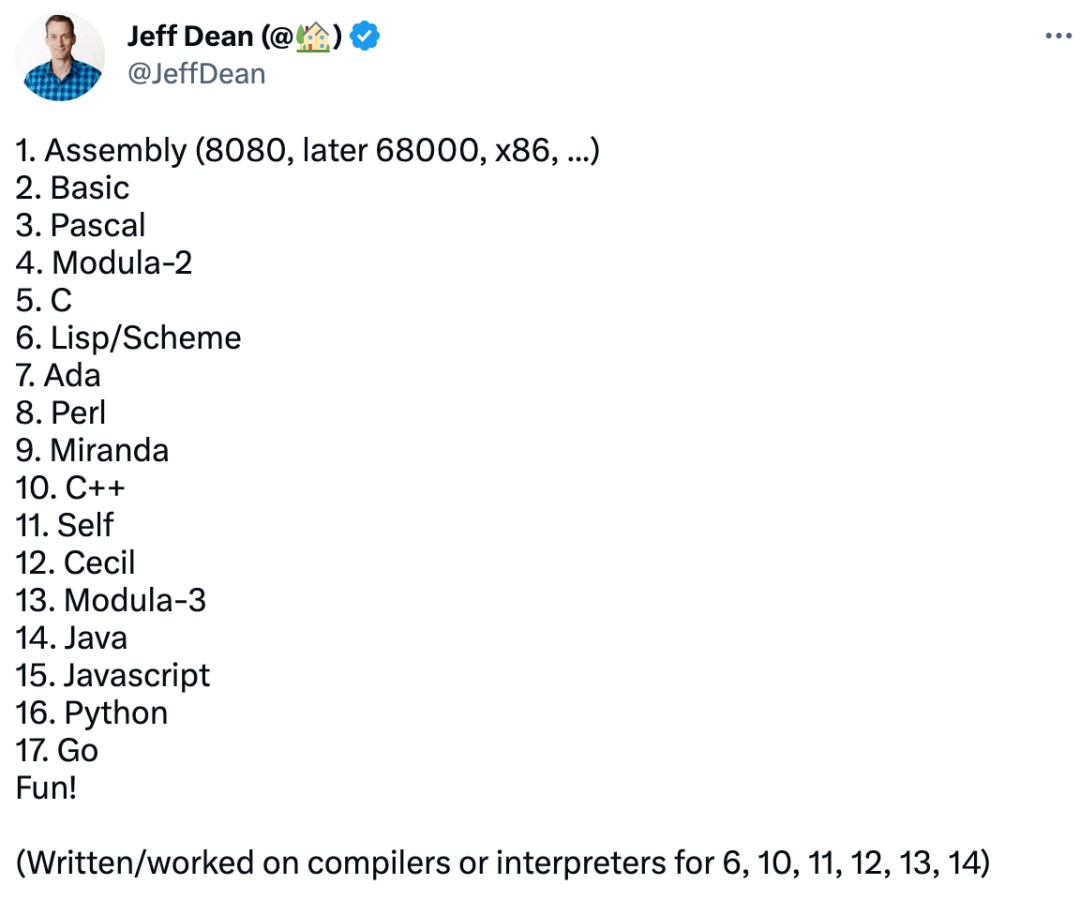 谷歌最好的程序员 Jeff Dean：我用过 18 种编程语言_代码_网友_编译器
