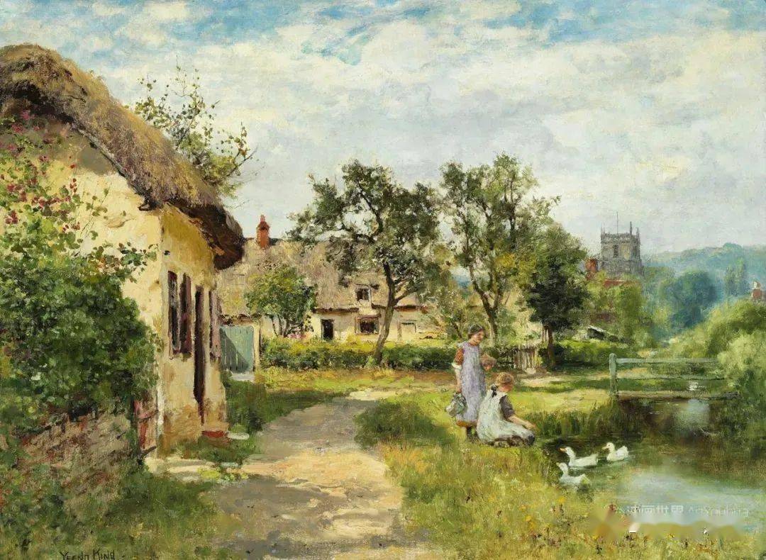 英国画家亨利·约翰·耶德·金田园农妇_生活_影响_风光