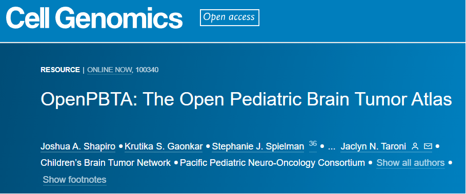Cell Genomics | 开放的儿童脑肿瘤图谱OpenPBTA，加速基因组发现与转化_分析_研究_患者