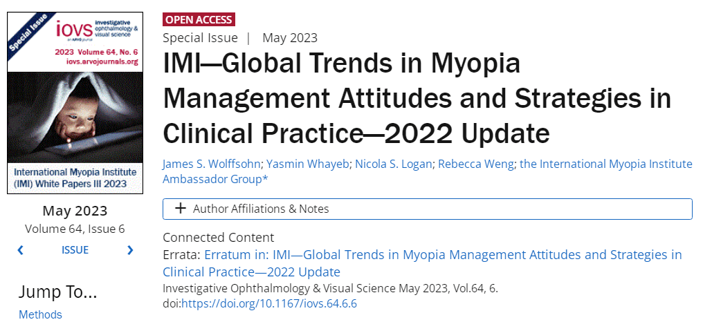 国际近视研究学会：临床执业中近视管理态度和策略的全球趋势_控制_从业者_调查