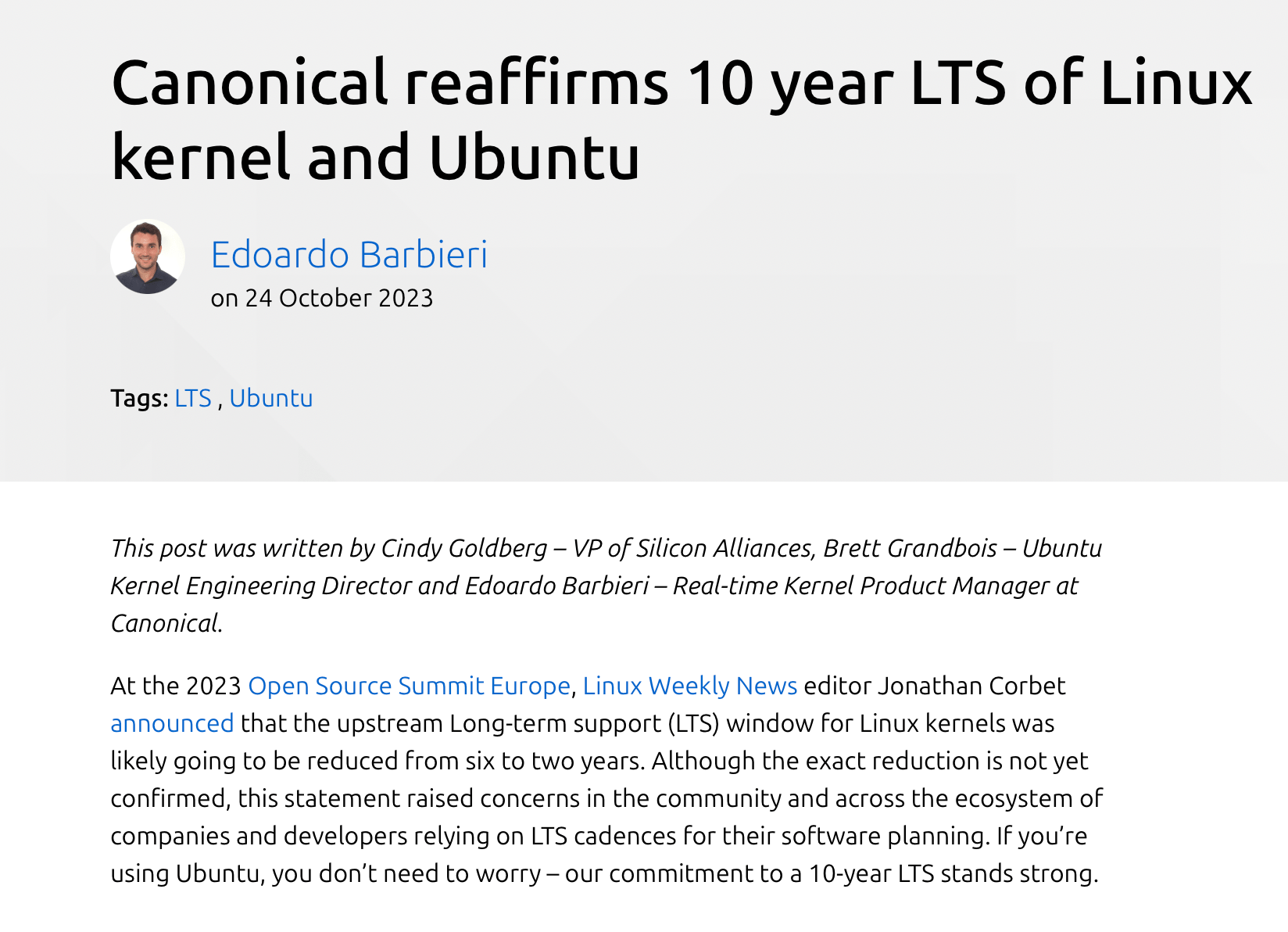 Canonical：将坚持 Ubuntu LTS 版本 10 年支持周期_内核_Linux_上游