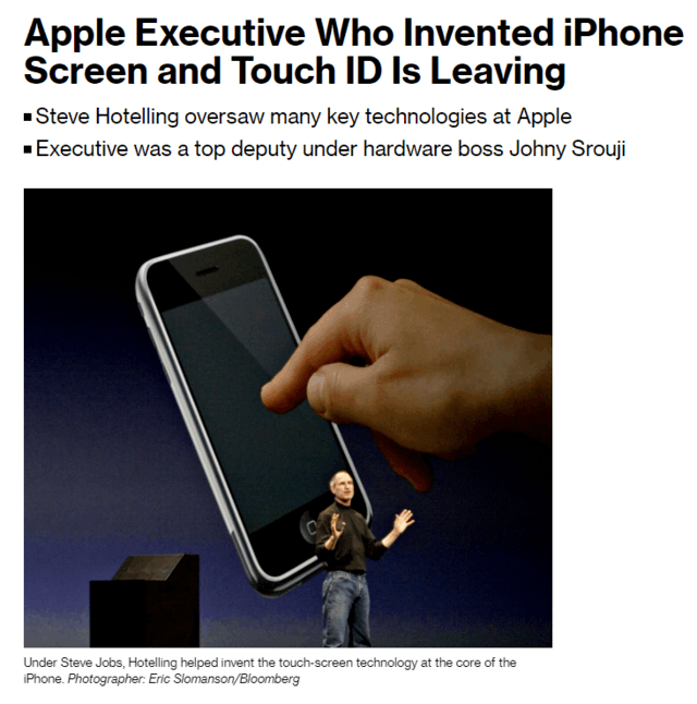 苹果副总裁Steve Hotelling退休，曾发明iPhone多点触控屏幕和Touch ID_史蒂夫·霍特林_技术_团队