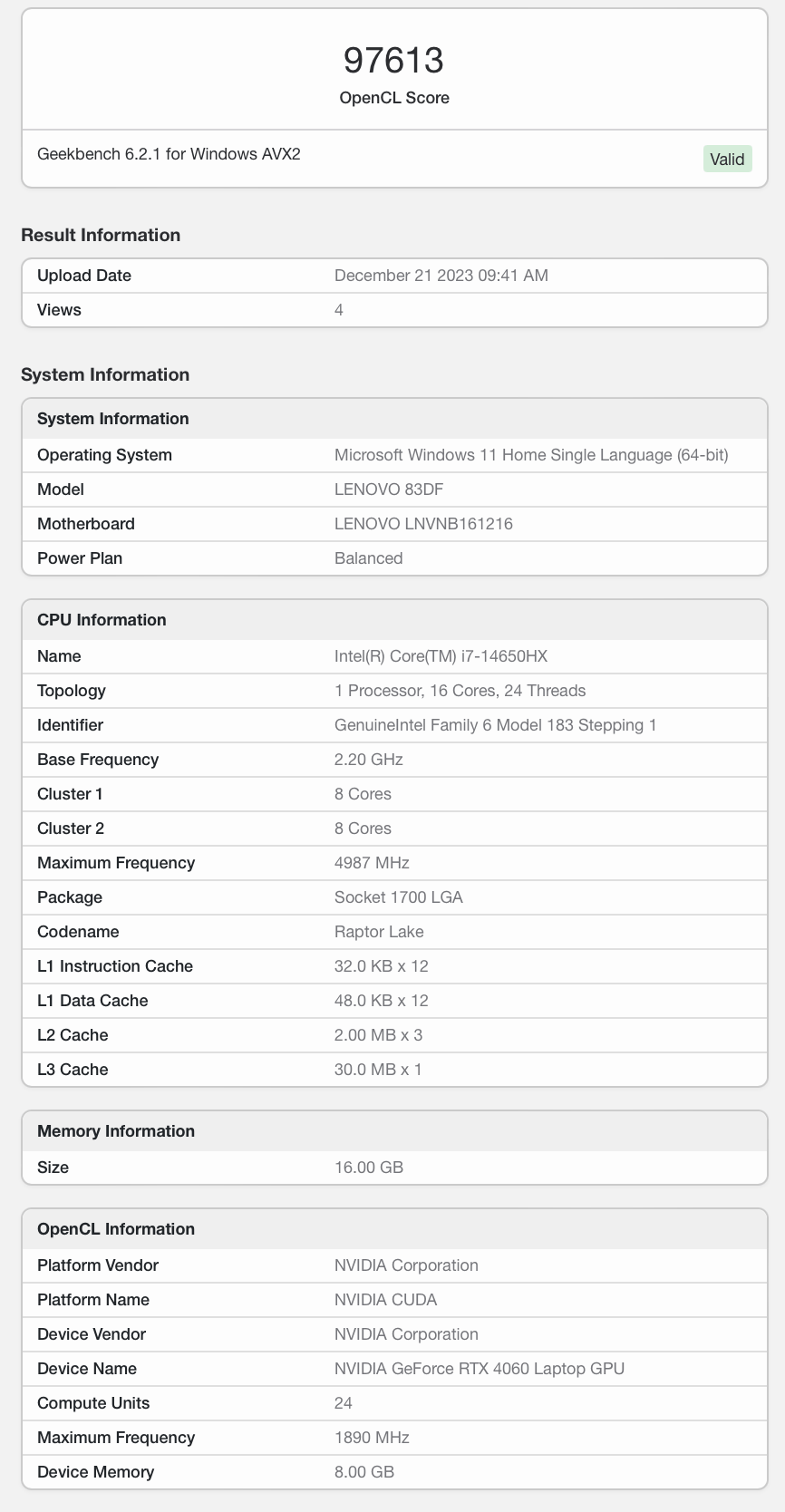 英特尔 i7-14650HX 处理器曝光：8 大核 + 8 小核规格 - 数码前沿 数码之家